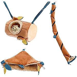 HYDDNice Hamster Hammock Cage Sugar Glider Hanging Fleece Bed Swing Bag Leaf Hanging Tunnel for Guinea Pig Hamster Squirrel