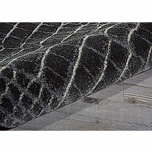 Nourison Maxell Nourison Charcoal 2'2" x 7'6" Area -Rug, Easy -Cleaning, Non Shedding, Bed Room, Living Room, Dining Room, Kitchen (2x8)