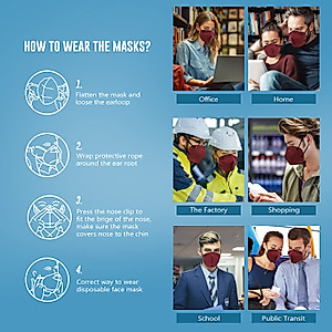 WWDOLL KN95 Face Mask 50 PCs, Multiple Colour 5 Layers KN95 Masks, Disposable Respirator Protection Mask for Men and Women(Pink, Blue, Grey, Red, Purple)