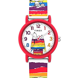 Timex X Peanuts Unisex Weekender 36mm Watch - White Strap White Dial Red Case