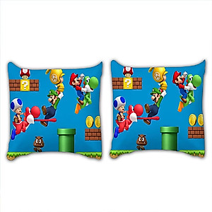 Gvaolleip Full Japanese Characters Marios Bedding Sets Duvet Cover Bros Galaxy Super Star Games Soft Microfiber 3 Pieces Bed Set Collection, No Comforter Blue 02
