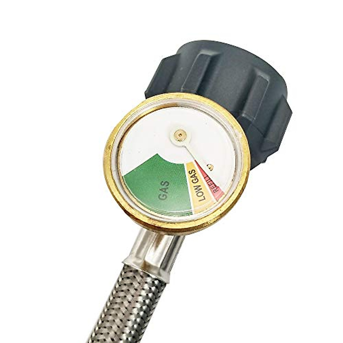 Meter Star 18inch Pigtail Stainless Braided RV Regulator Propane Hose Connector with Gauge QCC Type1 Connection 2PCS/lot