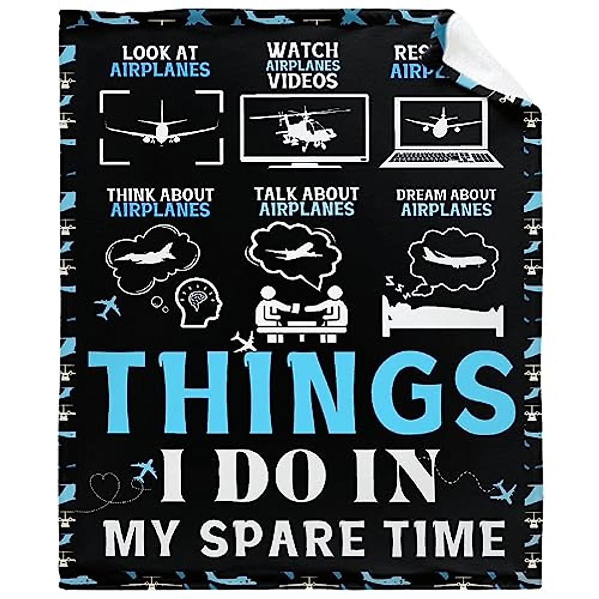 Airplane Throw Blanket, Aircraft Blanket, Pilot Gifts, Aviation Gifts for Men Boys Adults, Soft Flannel Plane Quilts, Airplane Decor, Lightweight Blanket for Bed, Sofa, Outdoors, 40"x50" for Kids