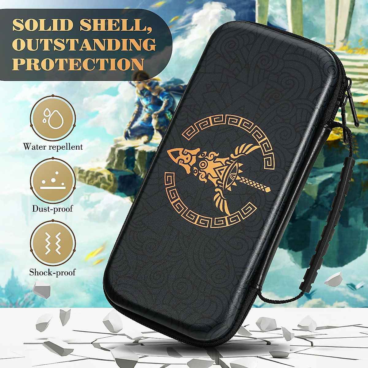 MoKo Carrying Case for Nintendo Switch OLED/Nintendo Switch, Hard Shell Travel Carry Case w/10 Games Slots, Switch Case for Tears of The Kingdom & Nintendo Switch Accessories -Black