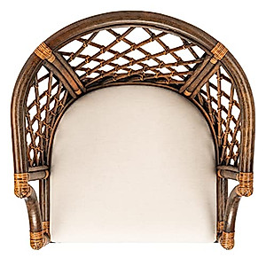 SAFAVIEH Home Collection Carlotta Natural Wash/White Cushion Living Room Dining Room Bedroom Office Foyer Arm Chair