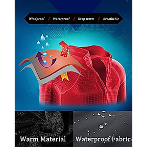 FTIMILD Men's Ski Jacket Waterproof Warm Winter Mountain Windbreaker Hooded Raincoat Snow Jackets