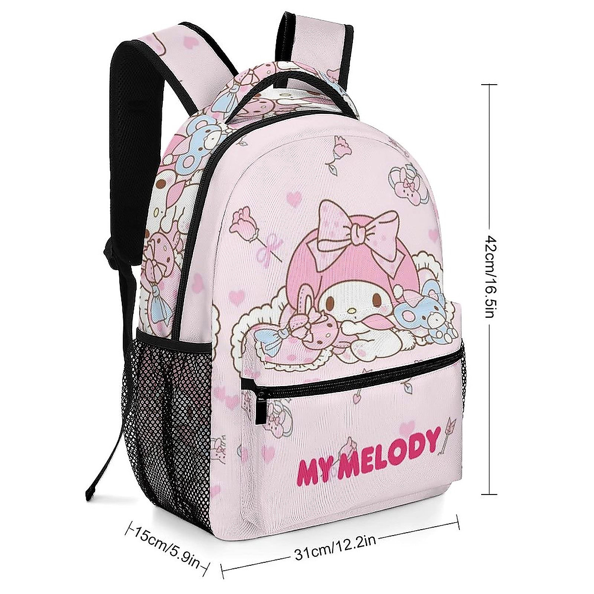 Ladycute M-y Mel-ody backpack book bag withe side pokect large suitable for men women ​hiking camping picnic
