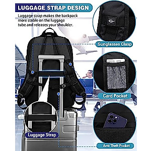 VANKEV Travel Backpack, Extra Large Laptop Backpack for Women Men，School College Business Work Bookbag Anti Theft TSA Approved Computer Bag Fits 17 Inch Laptop with USB Charging Port(Black)