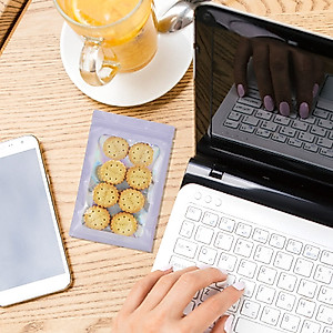 YOTOZU 100-Pack Holographic Resealable Bag Food Storage Aluminium Foil Mylar Smell Bag Plastic Flat Packaging Pouch for Party Favor Food Candy Jewelry Lip Gloss Optional Multi Color(Purple,4.7x7.8)