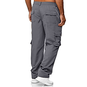 AIFARLD Men's Cargo Pants with Pockets Cotton Hiking Sweatpants Casual Athletic Jogger Sports Outdoor Trousers Relaxed Fit Grey