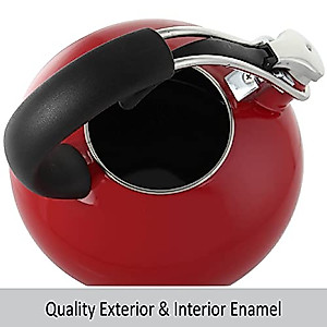 Chantal Classic Loop Enamel on Steel Whistling Tea Kettle, 1.8 quart (Red)