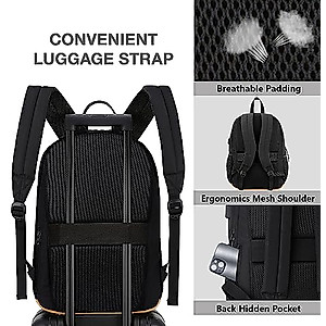 KEOFID classic carry-on travel backpack for men and women, Anti theft laptop backpack with USB charging port, work backpack, backpack for college, water resistent(Black 19inches)