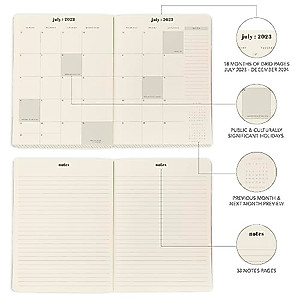 Graphique 2024 Monthly Planner | 18 Month Organizer, July 2023 – Dec. 2024 | Monthly Calendar & Notes Spreads | Marked Holidays | Peanuts Design | 8” x 10”