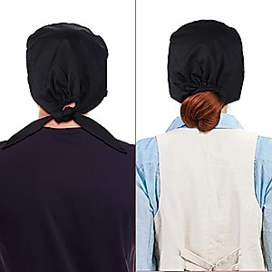Lusofie Adjustable Working Cap with Button Sweatband Surgical Cap Nurse Hat Cotton Ponytail Holder Scrub Caps Tie Back Hats for Women Men
