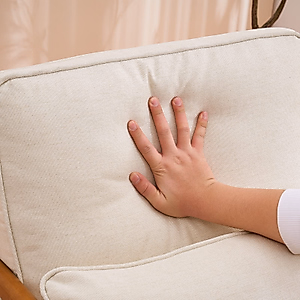 VINGLI Cozy Living Room Chairs, Fine Linen Beige Accent Chairs Set of 2, Wood Lounge Chairs for Bedroom, Comfy Mid Century Modern Armchair Upholstered Reading Side Chairs for Small Space