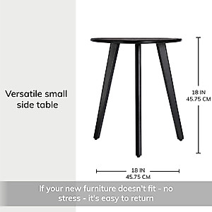 MH London Tri Pin Side Table I Handmade Natural Mango Wood, Naturally Moisture Resistant, Maintenance Free I 18" x 18" x 20" I Wandsworth, Black