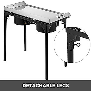 VEVOR Flat Top Griddle Grill & Propane Fueled 2 Burners Stove Stainless Steel with 4 Spatula & Scraper, 32" x 17"