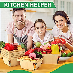 30 Pcs One Quart Wooden Berry Baskets Bulk 5.75 Inch Square Vented Wood Boxes Empty Wooden Baskets for Easter Gifts, Picking Fruit, Arts, Crafts and Decor