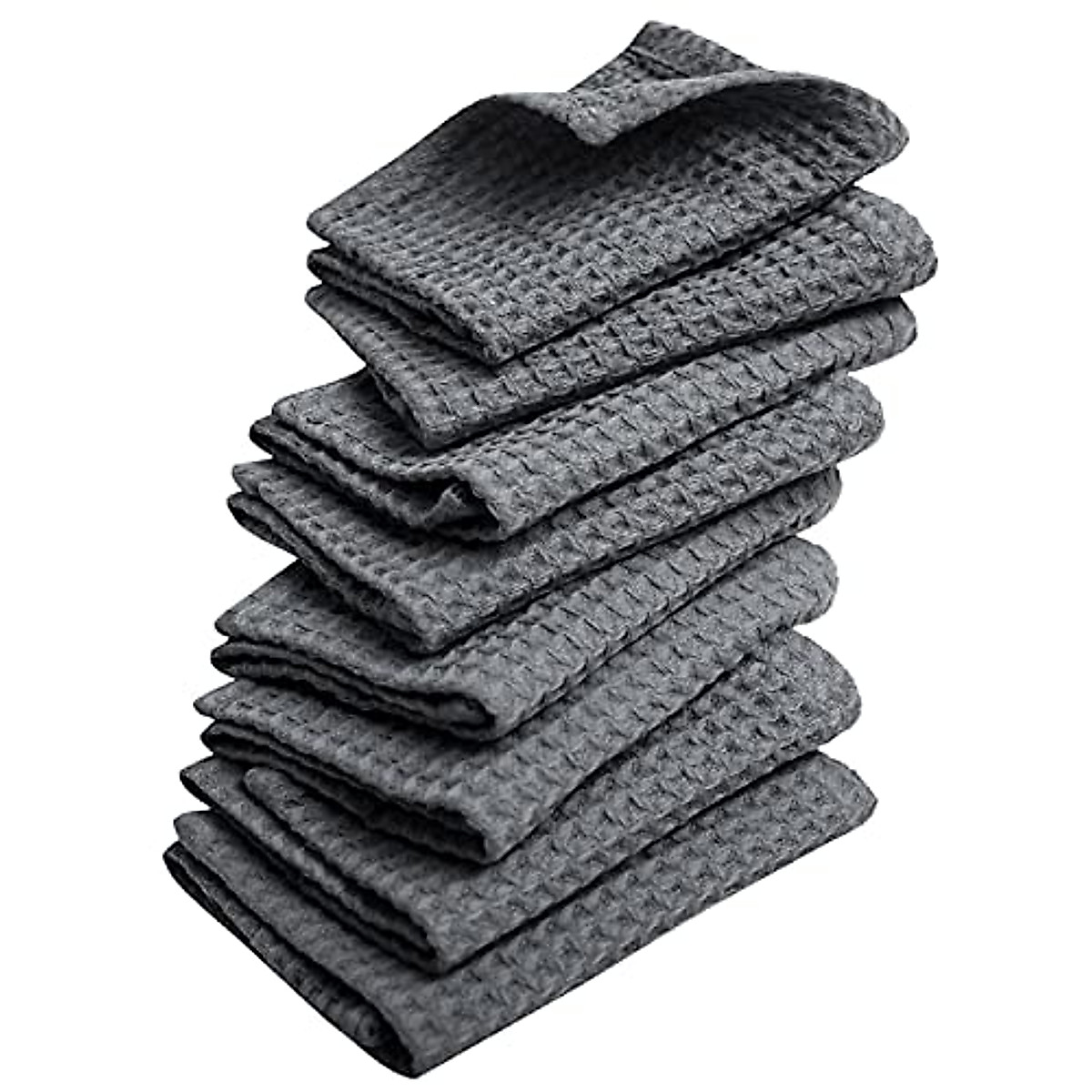 Premium Dish Cloths (12”x 12”, 8 Pack) – Waffle Weave Dish Cloth – 270 GSM – Cotton Kitchen Dish Cloth Set – Highly Absorbent Dish Towels Set (Grey)