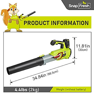 SnapFresh Cordless Leaf Blower - 550CFM Electric Leaf Blower Cordless with 4.0 Ah Battery and Fast Charger - 20V Lightweight Leaf Blower for Yard and Garden, Battery Operated Blower for Lawn Care