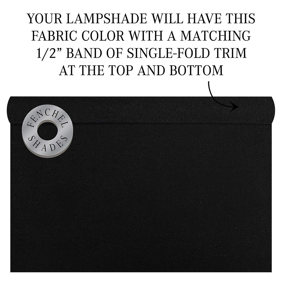 FenchelShades.com Drum Lampshade 9" Top Diameter x 10" Bottom Diameter x 7.5" Slant Height with 6" Drop Slip Uno Attachment (Linen Black)