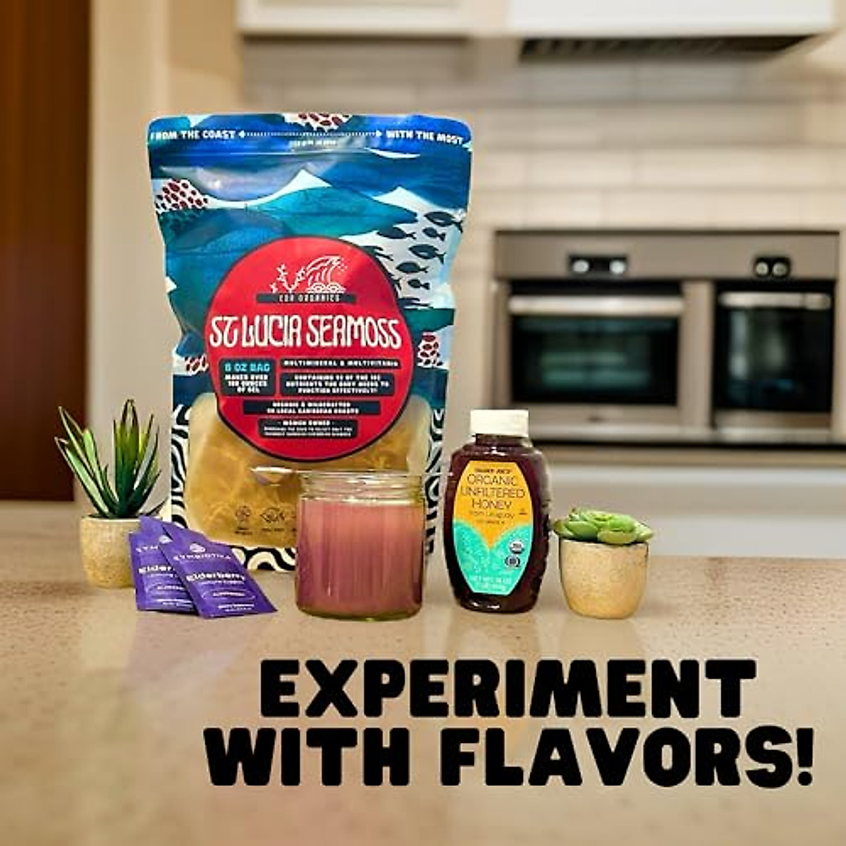 EDA Organics Raw St Lucia Sea Moss Bulk Bag - Raised by Hand on Clean Caribbean Coastlines - Harvested by local St Lucian Farmers - Makes over 180oz+ of Seamoss Gel (13 Jars!) - An authentic Dr Sebi Superfood (8oz BULK Bag)