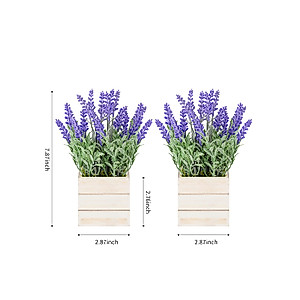 DDHS Artificial Lavender Flowers Potted Plant 2 Packs Spring Fake Plants for Farmhouse Home Kitchen Bedroom Decor Indoor Outdoor Wedding Garden Office Patio Decoration