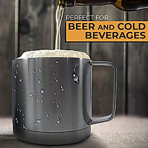 Sportz Bottle Insulated Camping Mug Stainless Steel Coffee Mug with Screw-on Lid (leak proof) - Beer Mug - 18oz 540ml Thermal Mug with Handle