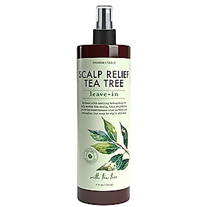 PHARM TO TABLE Scalp Relief Tea Tree Leave-In Conditioner, Relieve Itchy, Dry Scalp, Detangles Hair, 240ml/8 fl oz