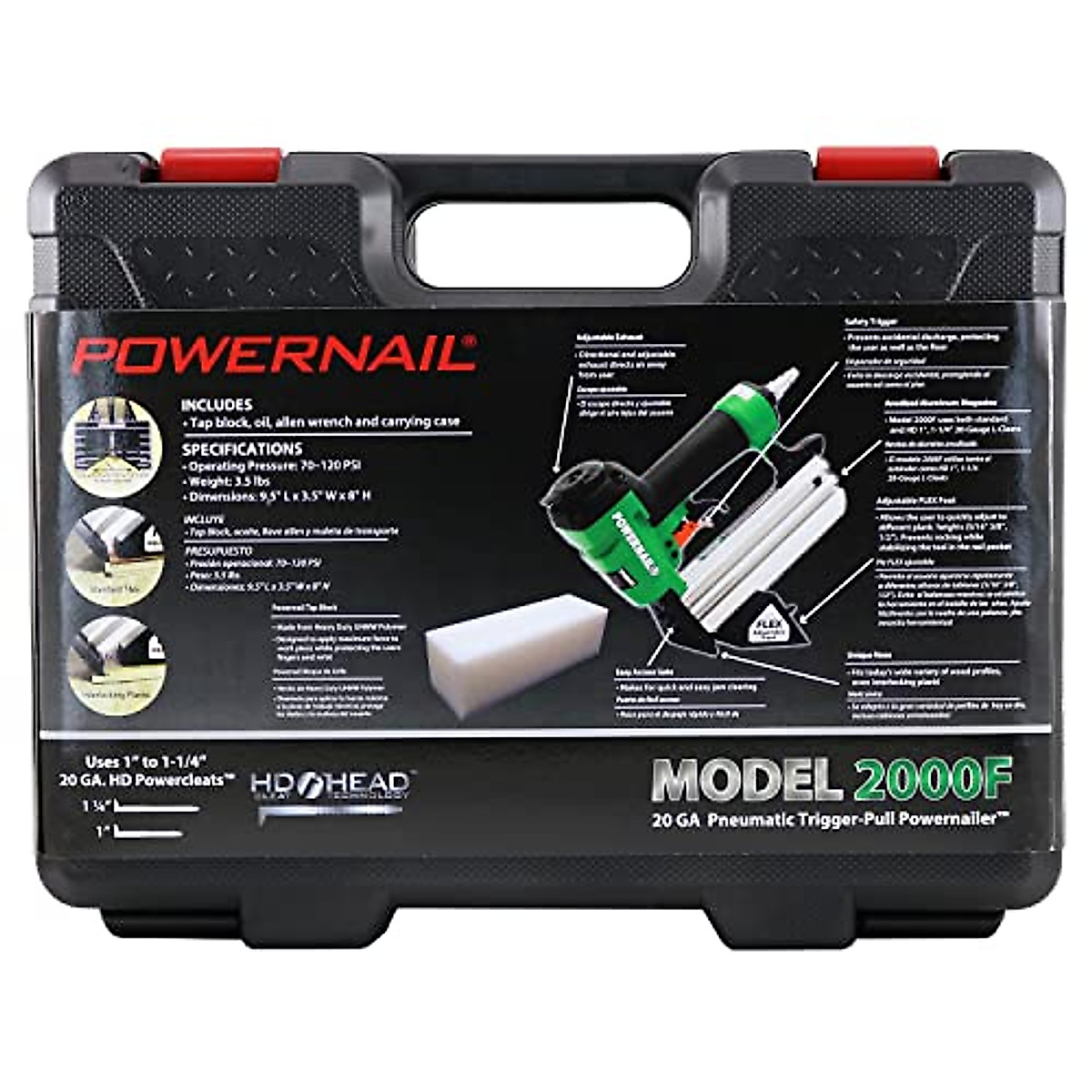 Powernail 2000F Pneumatic 20 Gauge Trigger Pull L-Cleat Nailer for Engineered and Hardwood Flooring