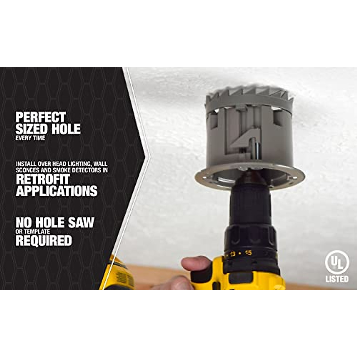 Southwire MSBST250 Smart, Shark Tooth Integrated Fixture and Ceiling Electrical Box w/Hole Saw, Supports 6 lb, Gray