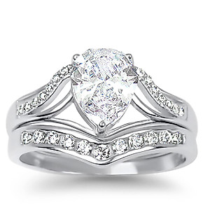 His and Hers TRIO Wedding Rings Set Her Sterling Silver Black Stainless Steel Band for Him