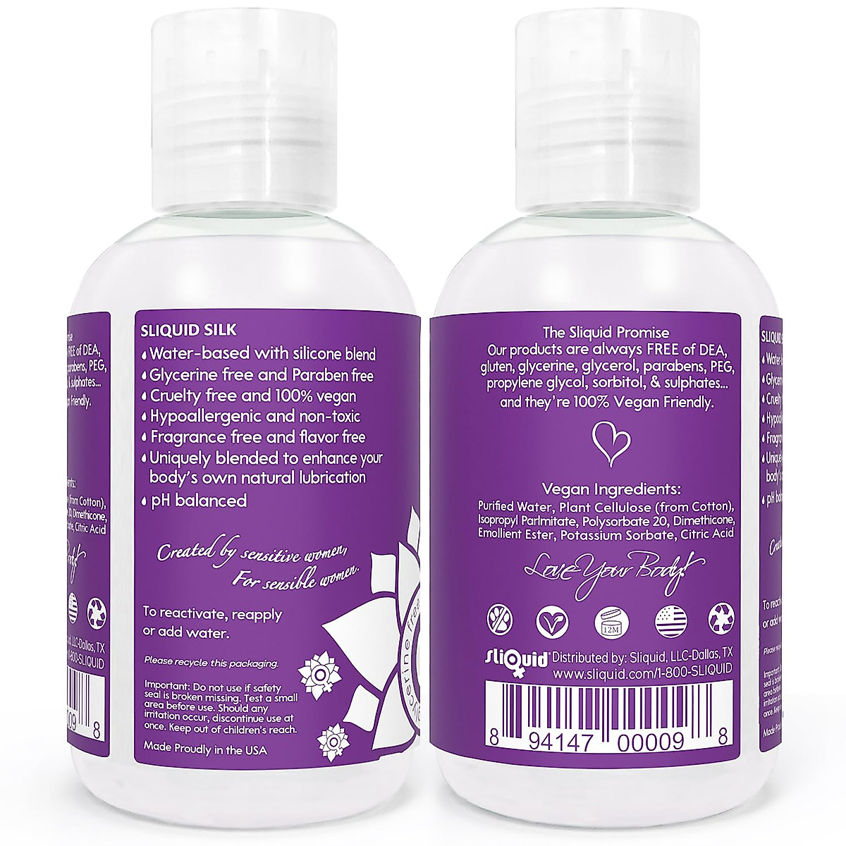 Sliquid Silk Intimate Lubricant - Silicone & Water-Based Lube Blend for Women/Men/Couples, Hypoallergenic Lube, Hybrid Silicone Lube & Water-Based Lubricant, Waterproof, Unscented, 4.2 Fl Oz