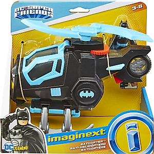 Fisher-Price Imaginext DC Super Friends Batman Toy Helicopter with Spinning Propellers and Claw for Preschool Pretend Play, Bat-Tech Batcopter