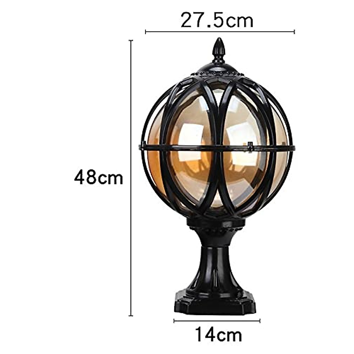 Mrdsre Classic Aluminium Die-Casting Post Light Glass Outdoor Globe Column Light Lantern Traditional Victorian Patio Pillar Lamps Waterproof Courtyard Porch Gate Landscape Street Lighting Fixture E27