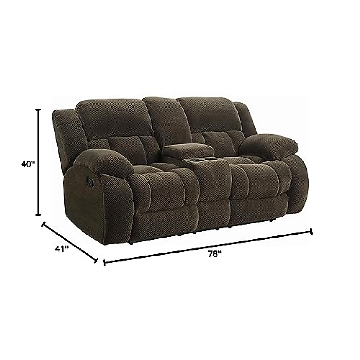 Coaster Home Furnishings Weissman Pillow Padded Reclining Loveseat with Cupholders and Storage, Chocolate