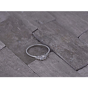 Blossom and Hue Sterling Silver 925 6x4mm 0.5 Carat Oval Cut 3-Stone Engagement Ring CZ Promise Women Bridal Wedding Ring