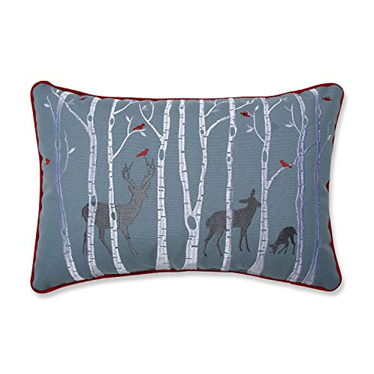 Pillow Perfect Christmas Embroidered Lumbar Decorative Pillow, 11.5" x 18.5", Blue