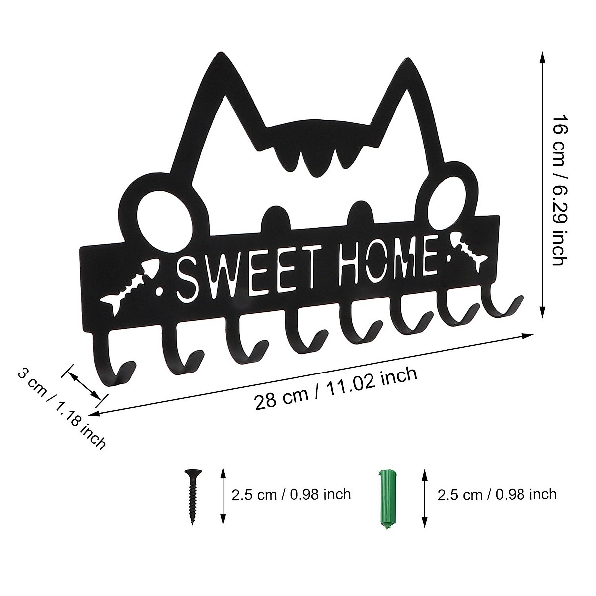 Brosay Cat Key Holder for Wall Decorative Modern Mounted Rack Small Coat Hook Cute Bathroom Wall Decor for Front Door Entryway Hallway Office Wall Organizer 1 Pcs