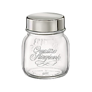 Bormioli Rocco Quattro Stagioni Jar with Stainless Steel Lid, Set of 12, 5 oz, Clear