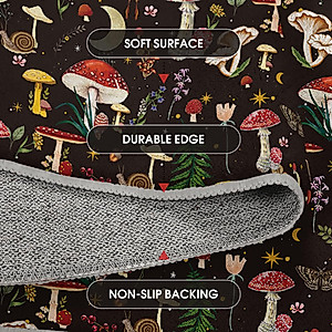 Artoid Mode Black Moth Mushroom Fall Area Rug, Autumn Thanksgiving Bath Rug Home Decor Low-Profile Non-Slip Washable Mat for Entryway Bedroom Bathroom Laundry Room Indoor 2x3 Feet