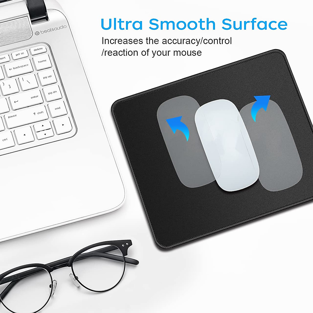 QINGLER Mouse Pad 3 Pack with Non-Slip Rubber Base, Premium-Textured Washable Mousepads Bulk with Stitched Edges, Mouse Pads for Computers Laptop PC Office Home, 10.2 x 8.3 in, Black