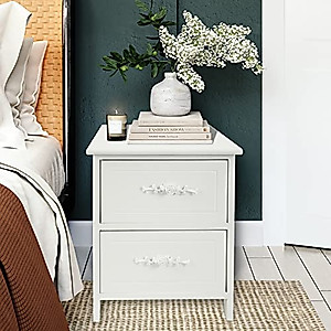 White Nightstands Set with Drawers, Wooden Night Stands Fully Assembled Modern White Night Stands with 2 Drawers, Night Stands Set of 2 for Small Space, Bedroom, Office