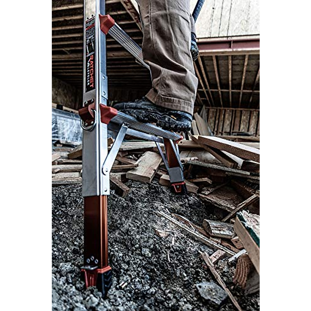 Little Giant Ladders, Revolution with Ratchet Levelers, M26, 26 ft, Multi-Position Ladder, Ratchet™ leg levelers, Aluminum, Type 1A, 300 lbs weight rating (12026-801)