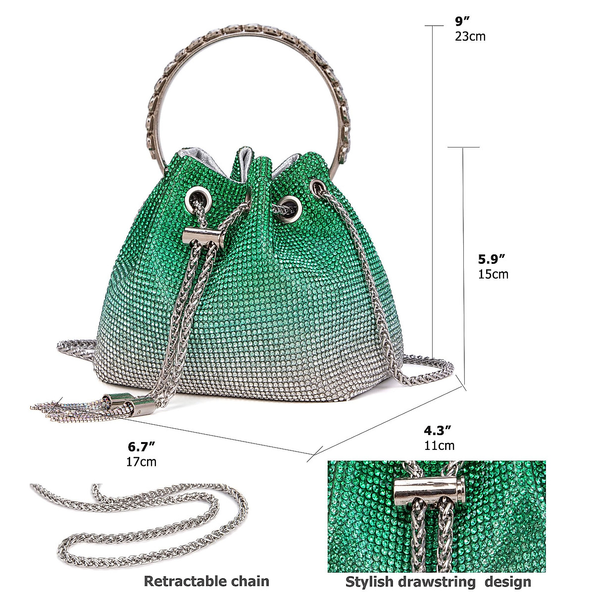 Sweetovo Bling Crystal Rhinestone Purse for Women Sparkly Clutch Handbag Crossbody Bag for Evening Wedding Party Prom