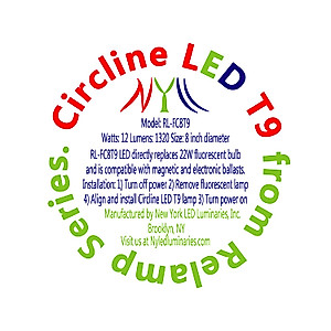 NYLL - 8 Inch/ 8" Plug & Play T9 Circline LED Lamp - Daylight (6000K) Circular Bulb Directly Relamp & Replace 22 Watt Fluorescent Bulb FC8T9/D (without rewiring or modification) - Ballast Required!