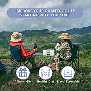 MQHOBO 【2023 Upgraded】 Electric Lunch Box 80W Food Heater for Adults, Heated Lunch Box for Men, Portable Food Warmer,3-In-1 Heating Lunch Box for Work,1.8L Removable 304 Stainless Steel Container