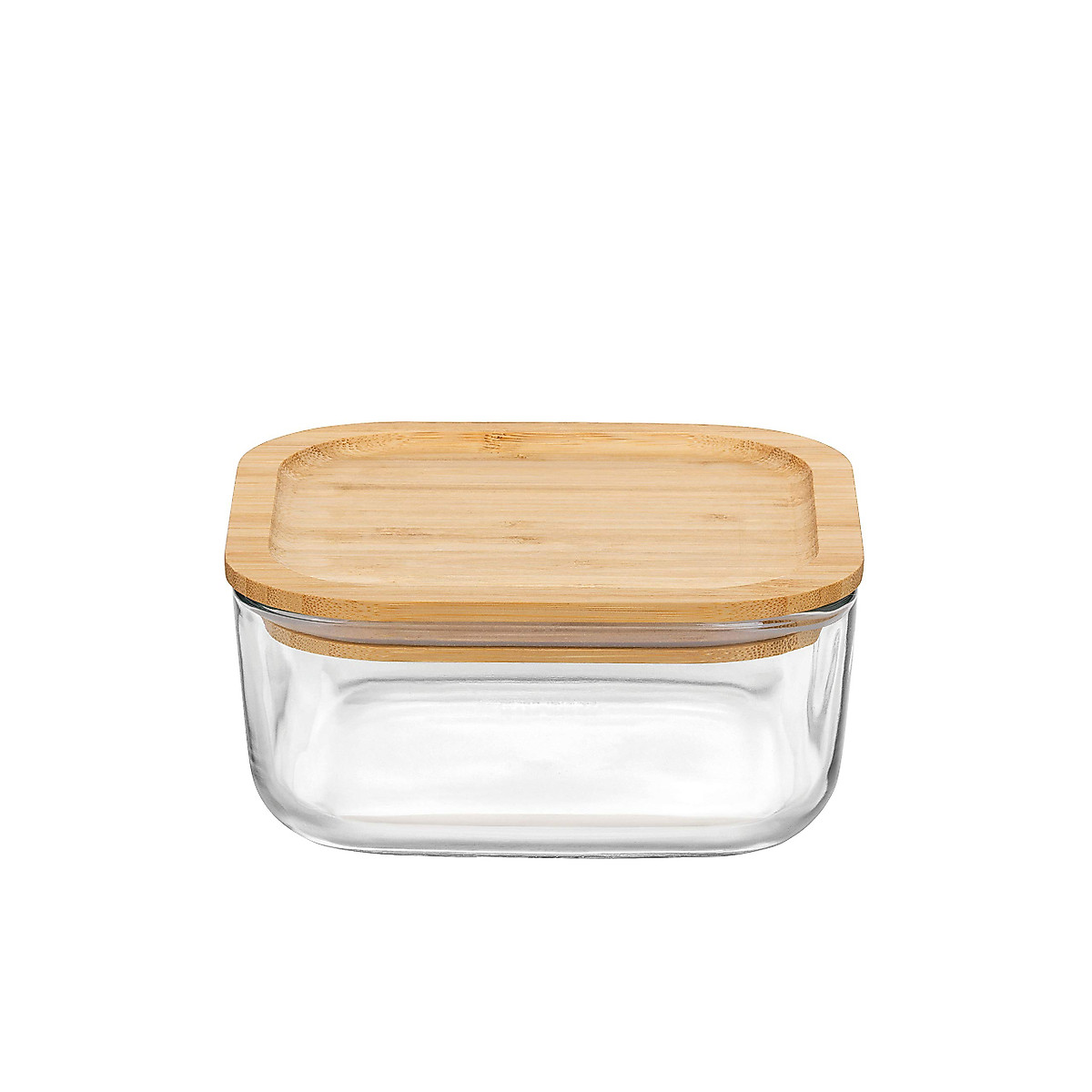 Bormioli Rocco Frigoverre Bamboo 33.75 oz. 6" Square Glass Food Storage Container with Bamboo Lid, Set of 12