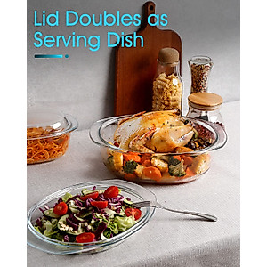 Oval Glass Casserole Dish With Lid Glass Casserole Dishes With Lids Glass Microwave Casserole dish with Lid Covered Glass Bakeware Oven Safe, Glass Casserole With Lid 3.5 Litres