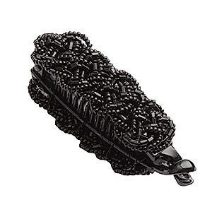 Handmade Braid Crystal String Beads Twist Banana Hair Clip Ponytail Holder Black or Blue Hair Clips No Slip Grip Comb Clamp Hair Grip Hairpins Hair Styling,2 Pack (Black)